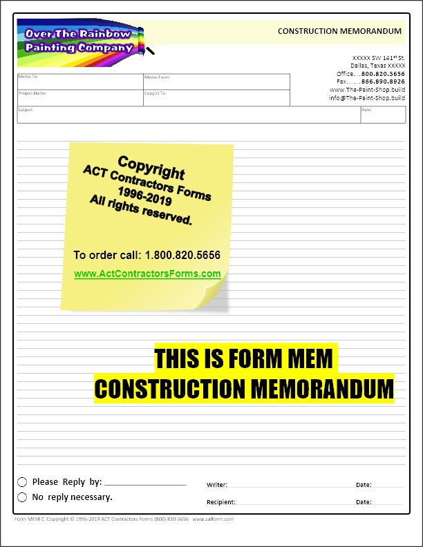 Painting Contractor Business Forms