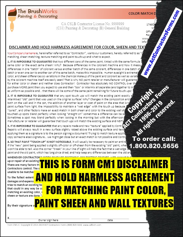 Painting Contractor Forms for Business Operations