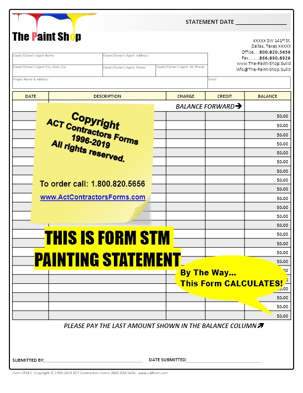 Painting Contractor Invoices & Billing Forms