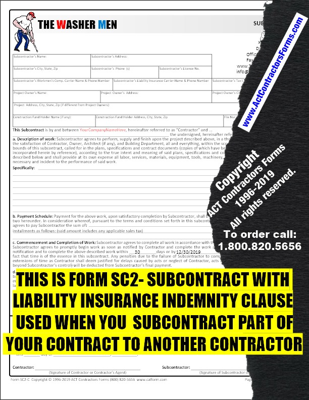Painting Contractor Forms for Subcontracting