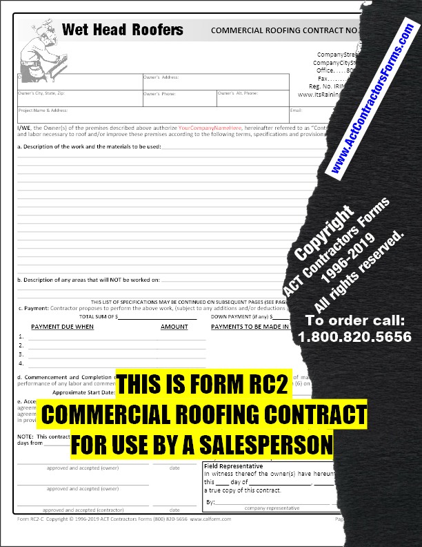 Roofing Estimator and Salesperson Contract Forms