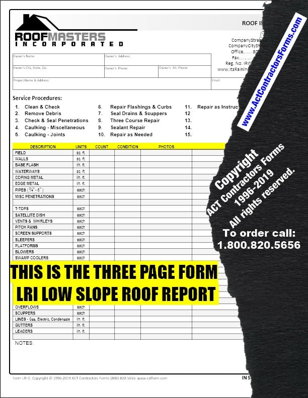 Roofing Contractor Roof Inspection Forms