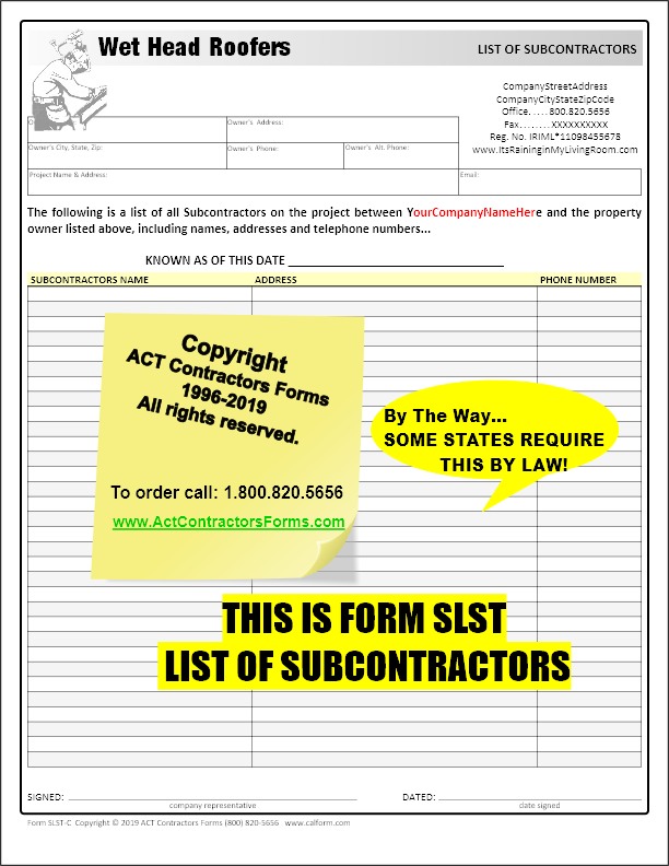 Roofing Contract Addendums and Attachments