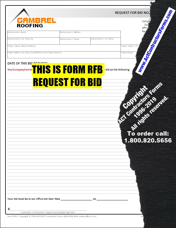 Roofing Contractor Bid & Estimate Forms