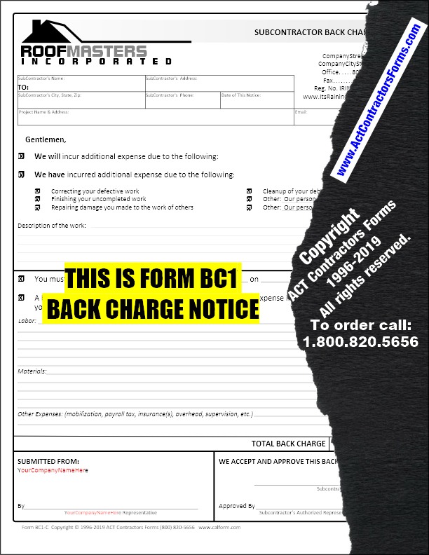 Roofing Contractor Forms for Subcontracting