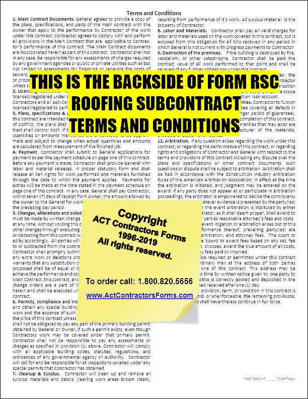 Roofing Contractor Forms for Subcontracting